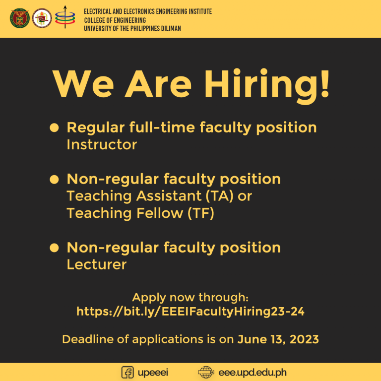 EEEI now hiring for faculty positions for 1st Sem AY 2023-2024 ...